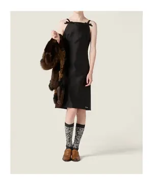 Miu Miu Silk And Wool Mini Dress With Bow Detail