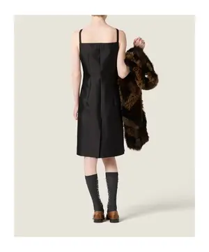 Miu Miu Silk And Wool Mini Dress With Bow Detail