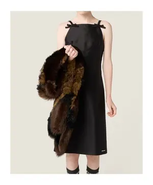 Miu Miu Silk And Wool Mini Dress With Bow Detail