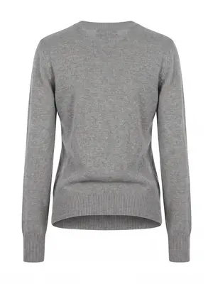 Patrizia Pepe Crew Neck Long Sleeve Knit Top - Gray