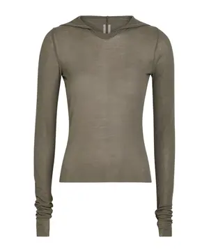 Rick Owens Hooded Ribbed Fine-knit Top - Green