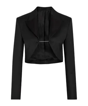 Alaïa Cropped Silk And Stretch-wool Jacket - Black