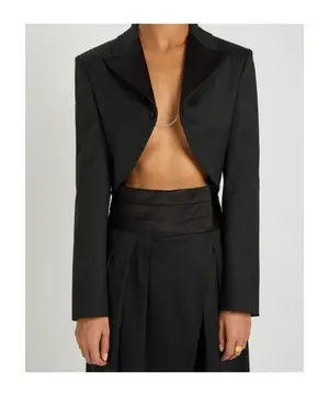Alaïa Cropped Silk And Stretch-wool Jacket