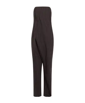 Elisabetta Franchi Strapless Pinstriped Jumpsuit - Black