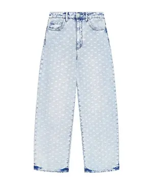 Armani Exchange Oversized Monogram Printed Denim Pants