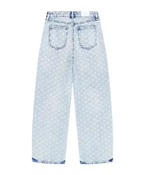 Armani Exchange Oversized Monogram Printed Denim Pants