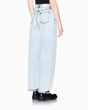 Armani Exchange Oversized Monogram Printed Denim Pants