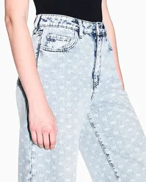 Armani Exchange Oversized Monogram Printed Denim Pants