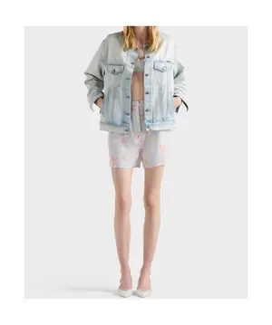 Prada Denim Blouson Jacket With Leather Collar
