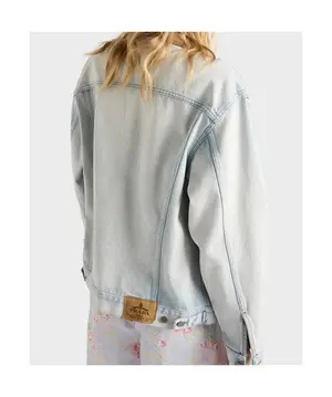 Prada Denim Blouson Jacket With Leather Collar