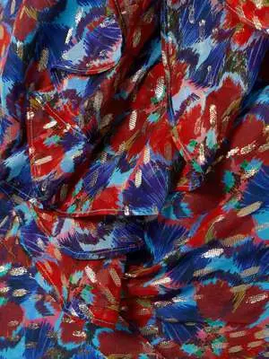 Saloni Rita Floral Print Metallic Silk Georgette Gown