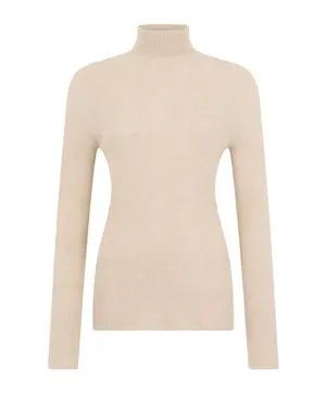 Fabiana Filippi Platinum Ribbed Knit High Neck Sweater