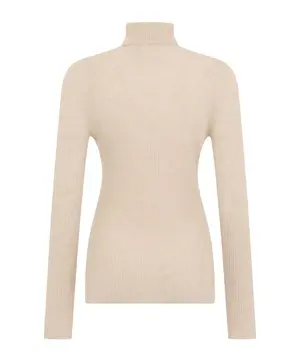 Fabiana Filippi Platinum Ribbed Knit High Neck Sweater
