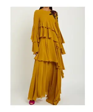 La DoubleJ Naiad Ruffled Embellished Silk-georgette Maxi Dress