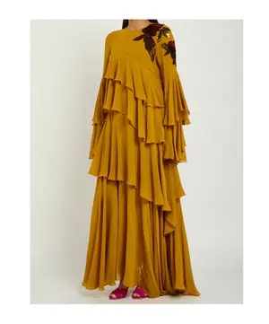 La DoubleJ Naiad Ruffled Embellished Silk-georgette Maxi Dress