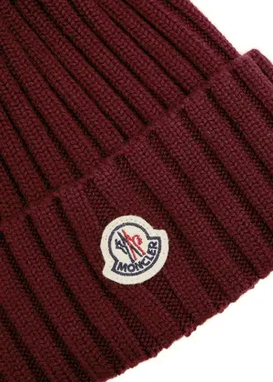 Moncler Ribbed Wool Bobble Hat