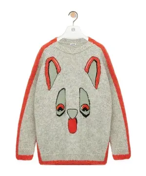 Loewe Wool Sweater With Futurist Cat Intarsia