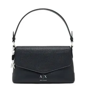 Armani Exchange Logo-plaque Pebbled Shoulder Bag - Black