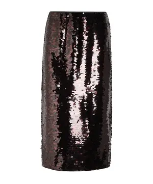 Staud Staud Ciara Sequin-Embellished Mesh Midi Skirt Black