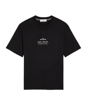 Stone Island Logo-print Cotton T-shirt - Black