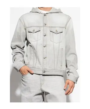 Palm Angels Logo Printed Hooded Denim Jacket