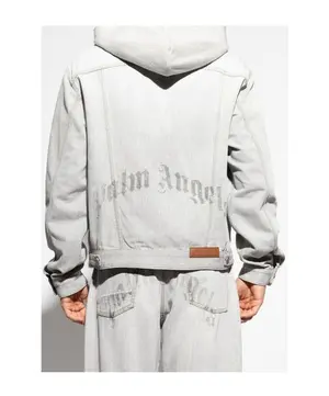 Palm Angels Logo Printed Hooded Denim Jacket