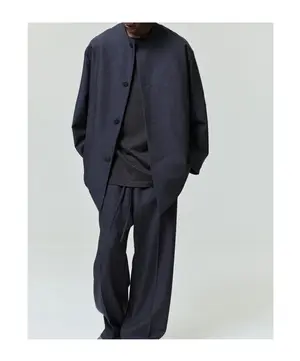 Fear Of God Collarless Wool Sport Jacket With Four-button Front