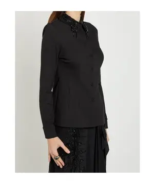 La DoubleJ Bead Embellished Collar Jersey Shirt
