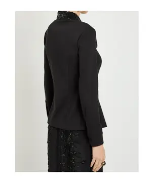 La DoubleJ Bead Embellished Collar Jersey Shirt