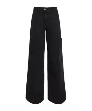 COURREGES Hammer Logo-embroidered Wide-leg Jeans - Black