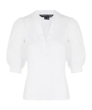VERONICA BEARD Veronica Beard Coralee Ribbed Stretch-Cotton Top With Balloon Sleeves