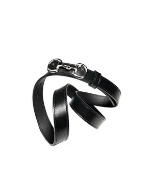 Gucci Thin Belt With Horsebit Buckle - Black
