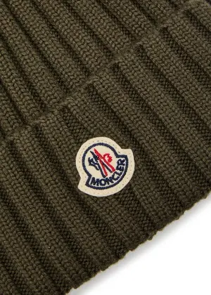 Moncler Ribbed Wool Bobble Hat