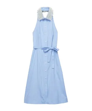 Prada Embroidered Poplin Shirt Dress