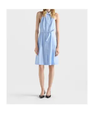 Prada Embroidered Poplin Shirt Dress - Sky-blue