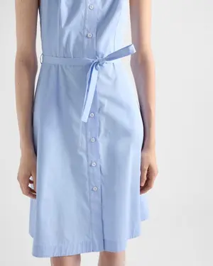Prada Embroidered Poplin Shirt Dress - Sky-blue