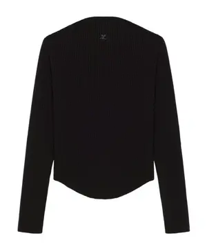 COURREGES Courrèges Ribbed-knit Boatneck Jumper - Black