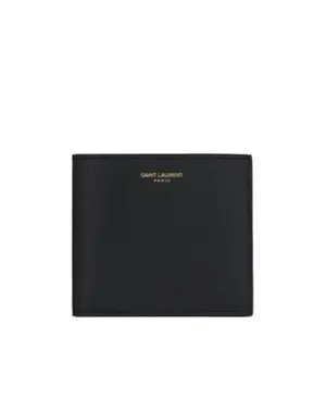 Saint Laurent East/west Wallet With Coin Purse In Coated Bark Leather - Black