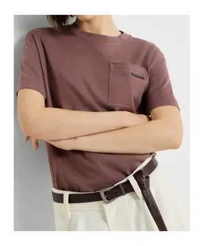 Brunello Cucinelli Cotton Jersey T-shirt With Shiny Tab