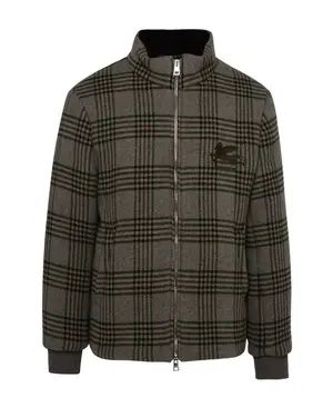 Etro Logo Embroidered Checked Zipped Jacket