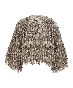 Brunello Cucinelli Dazzling Twist-embroidery Cardigan In Mohair And Wool - Brown
