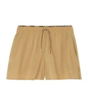 Burberry Stretch Nylon Shorts With Equestrian Knight Design - Beige