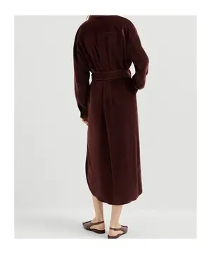 Brunello Cucinelli Fluid Corduroy Belted Shirt Dress