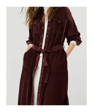 Brunello Cucinelli Fluid Corduroy Belted Shirt Dress