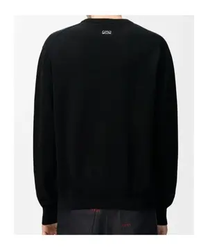 Loewe Crew Neck Lion Intarsia Sweater - Black