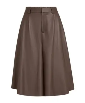 Brunello Cucinelli Nappa-leather Wide Bermuda Shorts With Monili - Rust-brown