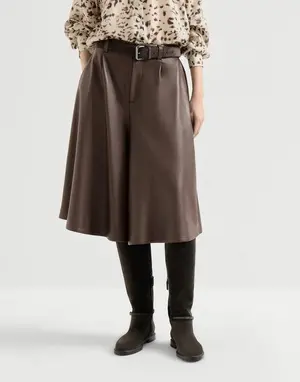 Brunello Cucinelli Nappa Leather Wide Bermuda Shorts With Monili Embellishment