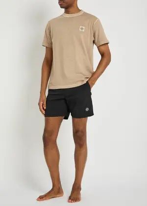 Stone Island Logo Crinkled Nylon Swim Shorts