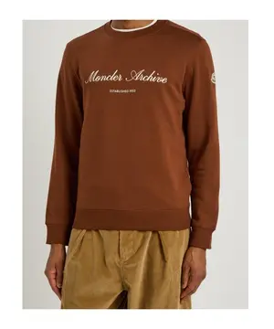 Moncler Cotton Blend Sweatshirt Embroidered With Brand Logo