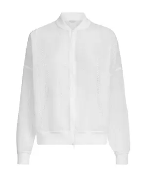 Brunello Cucinelli Cotton Organza Broderie Anglaise Bomber Jacket - White